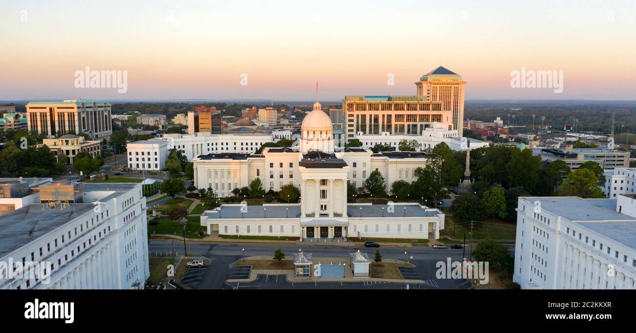 Golden sunlight reaches the horizon showing around the capital ...