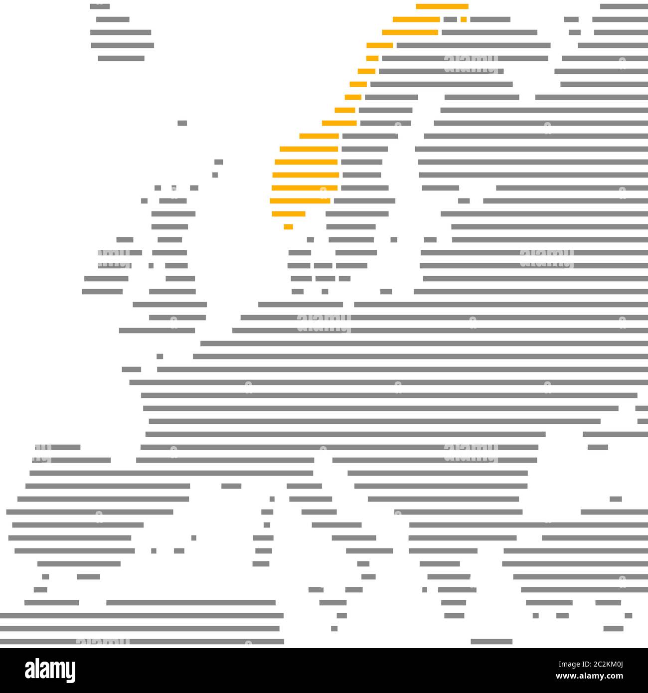 Norway on grey striped map of Europe with orange stripes Stock Photo ...