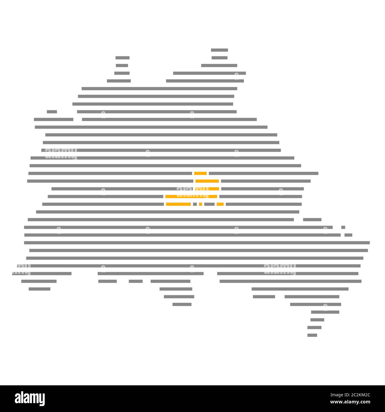 Friedrichshain-Kreuzberg - Grey orange striped map of Berlin with ...