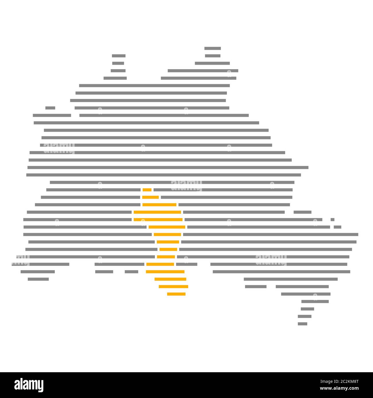 Tempelhof-Schoeneberg - Grey orange striped map of Berlin with orange ...