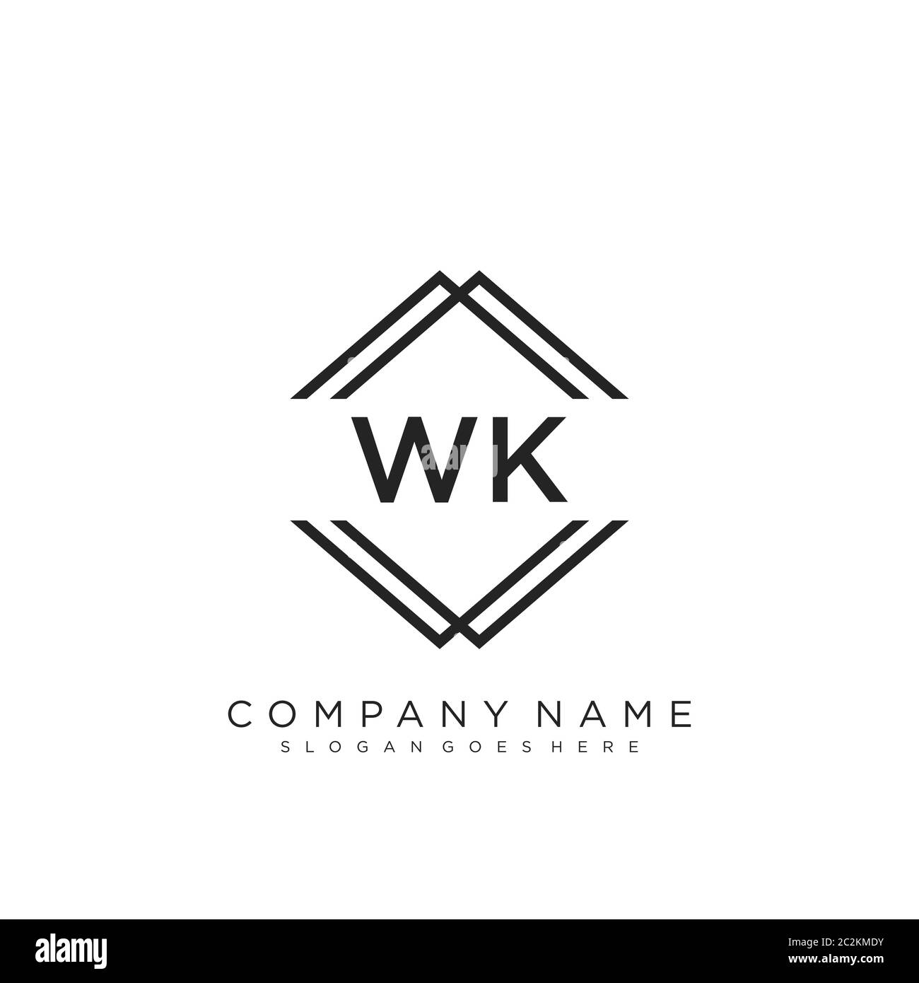 Initial letter WK beauty handwriting logo vector Stock Vector Image ...