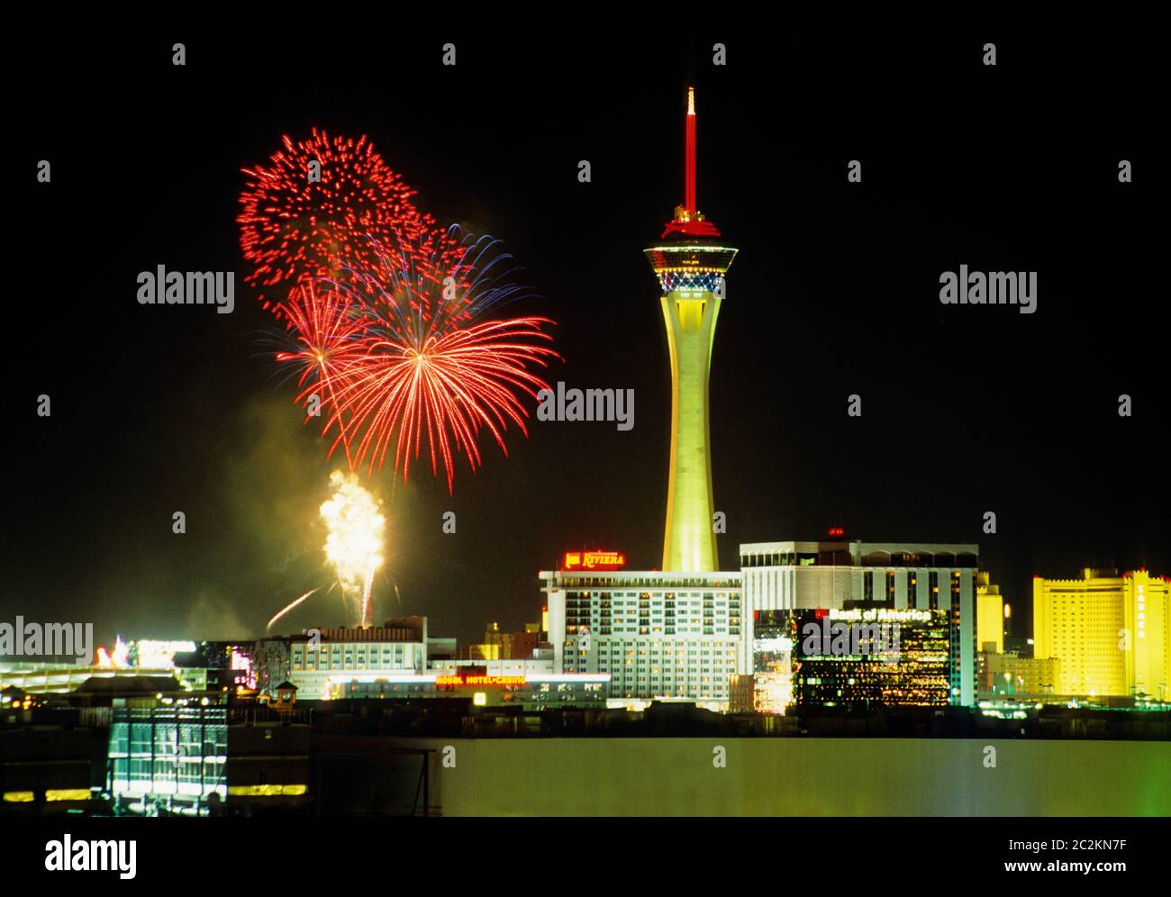 Fireworks & Stratosphere Tower, Las Vegas, Nevada, USA Stock Photo - Alamy