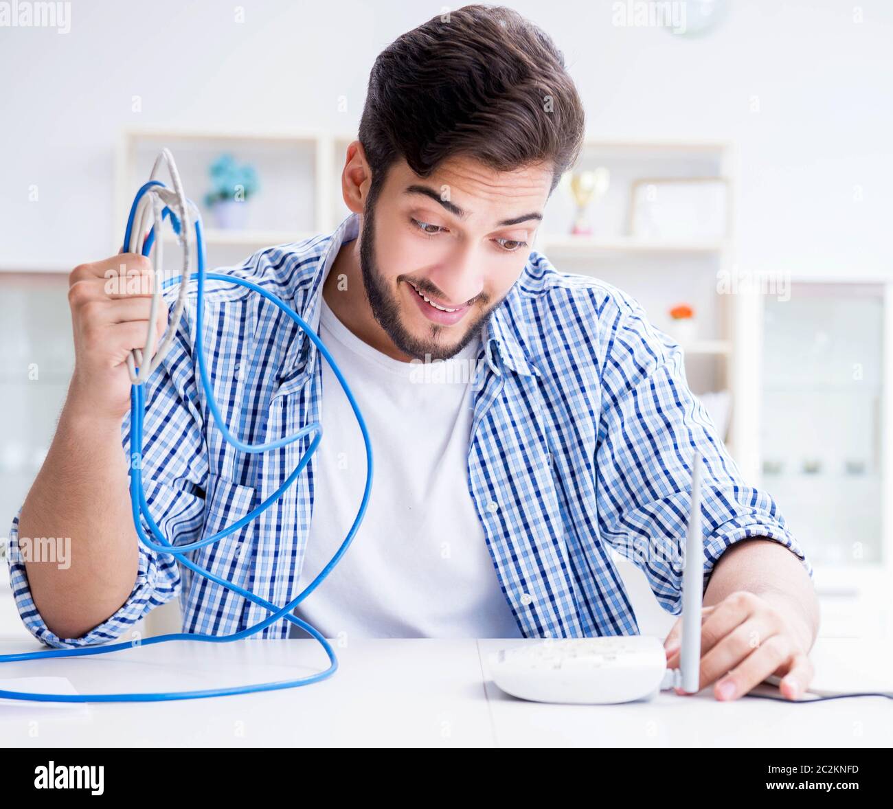 The man enjoying fast internet connection Stock Photo - Alamy