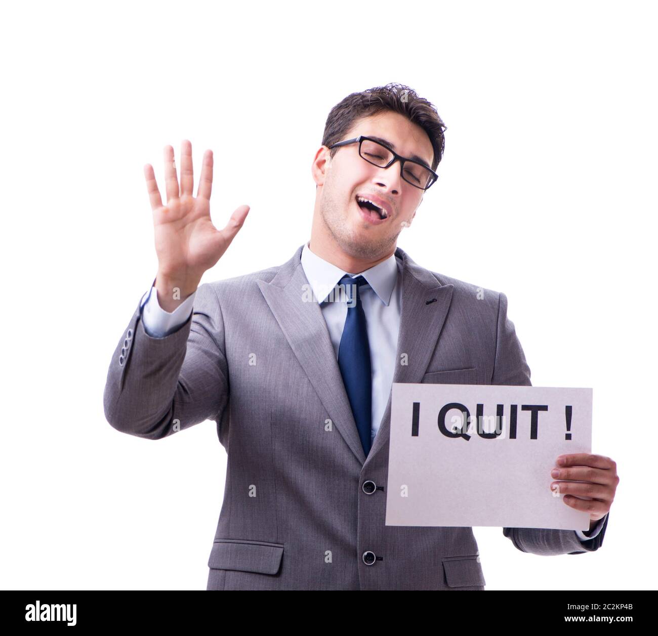 The businessman in resignation concept isolated on white background ...