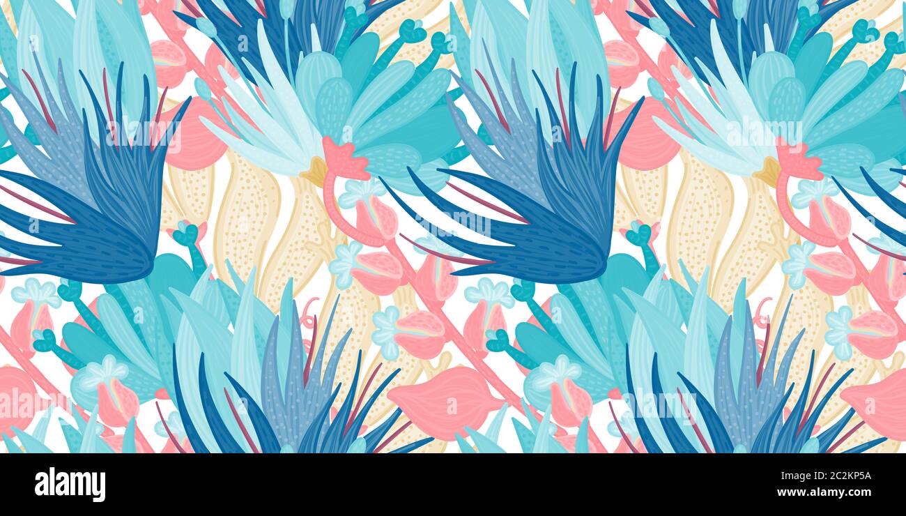 Floral seamless pattern. Hand drawn beautiful flowers. Colorful ...