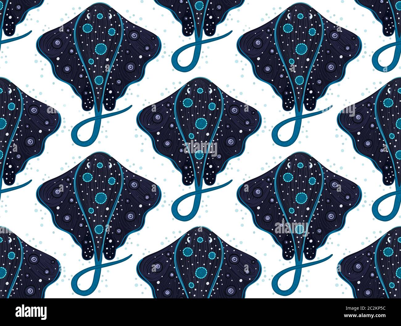 Vector seamless pattern with spotted stingray. Cartoon character ...