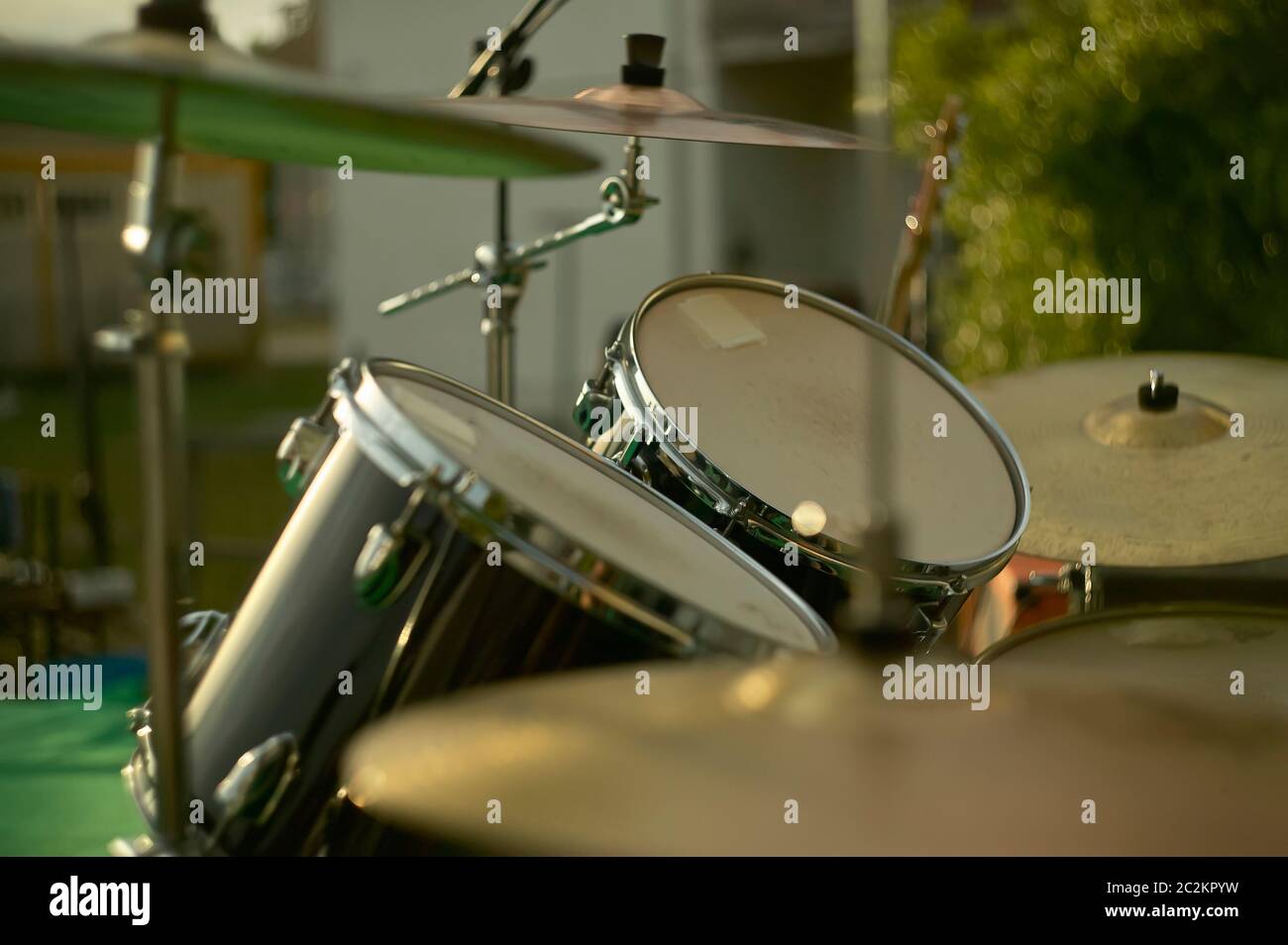 View of a drums, musical instrument, from the point of view of the ...