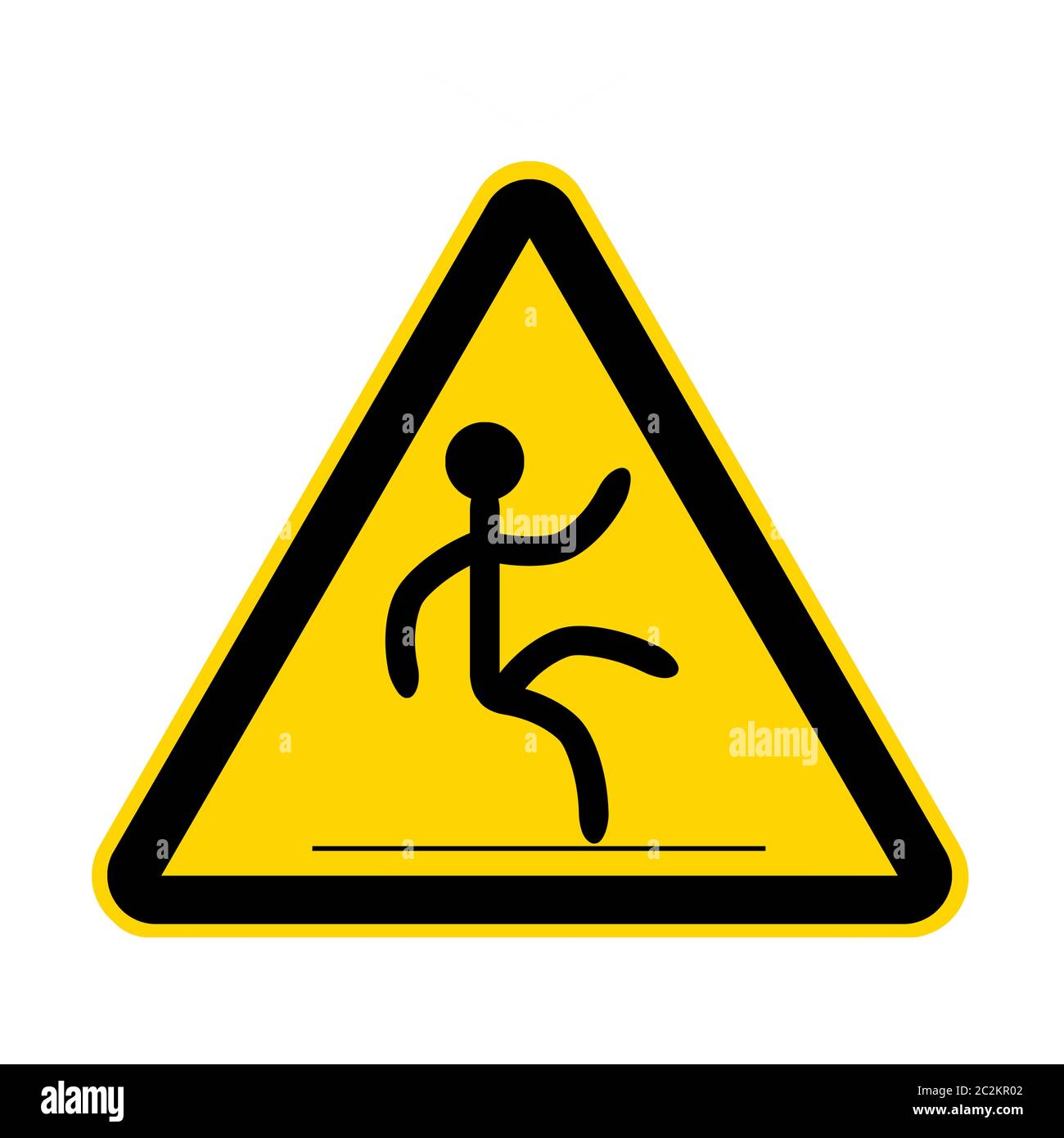 A slip hazard yellow danger sign isolated on white with clipping path ...