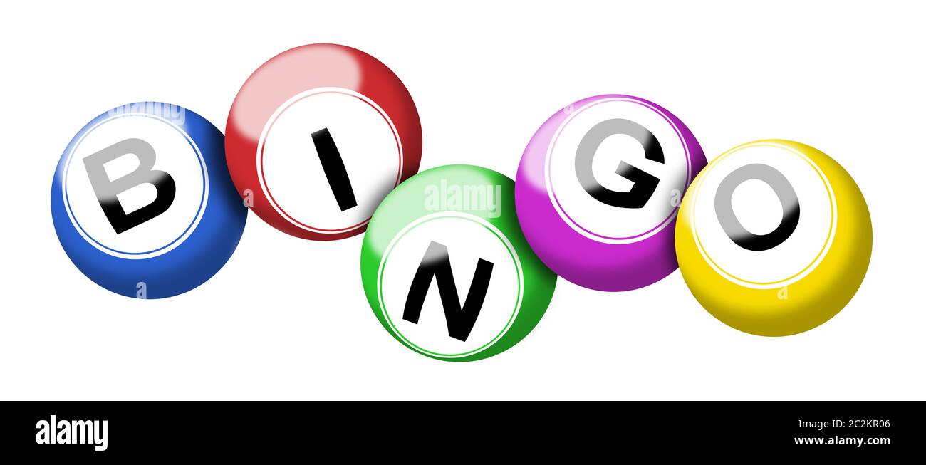 A colorful set of bingo balls illustration isolated on white with ...