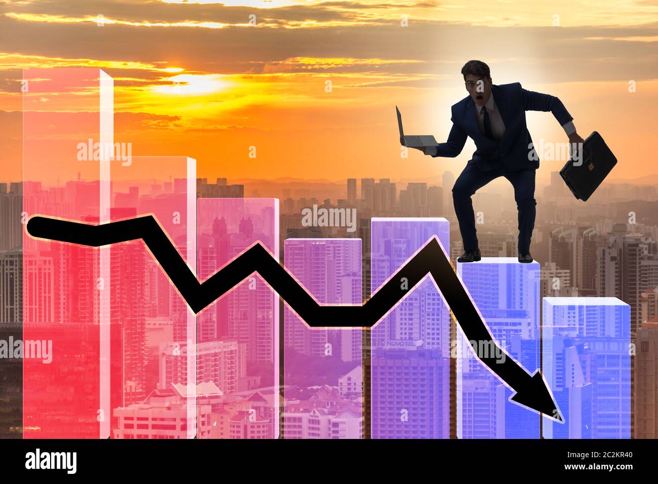 Crisis concept with the declining chart Stock Photo - Alamy
