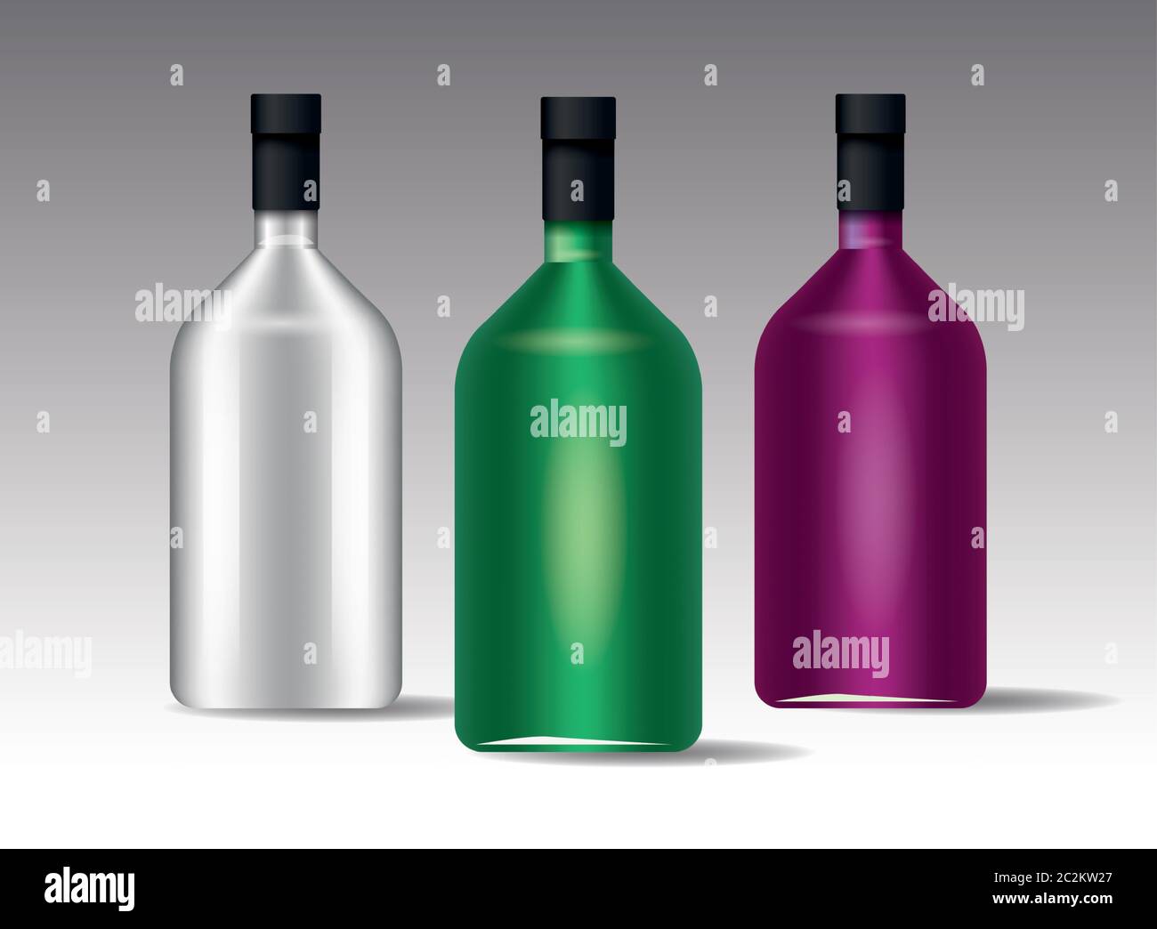 set of glass colors bottles products vector illustration design Stock ...