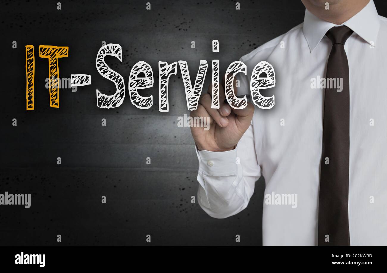 IT service is written by businessman on screen Stock Photo - Alamy