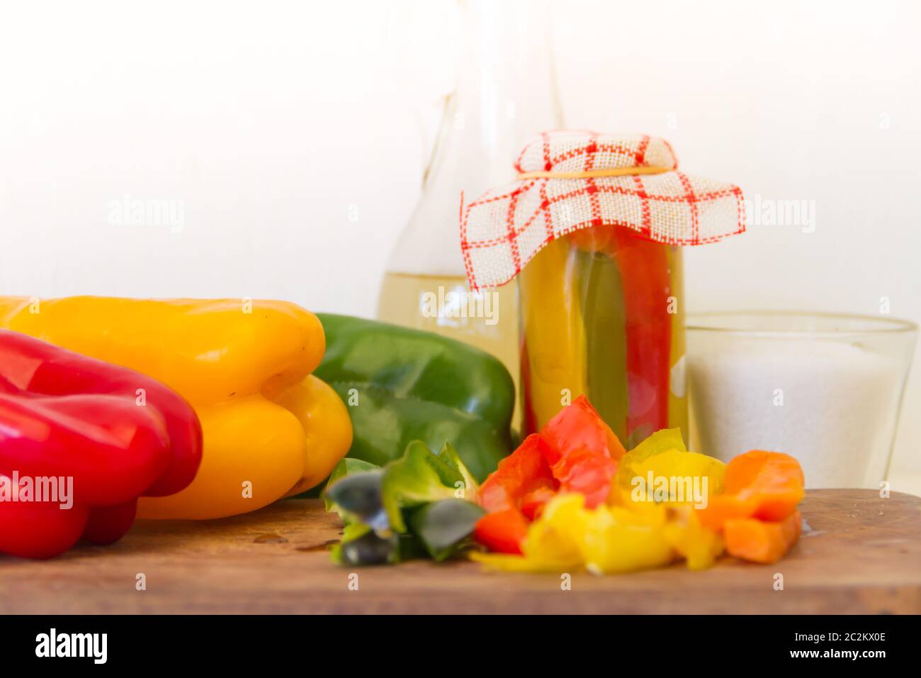 Homemade preparation of pickled organic healthy peppers Stock Photo - Alamy
