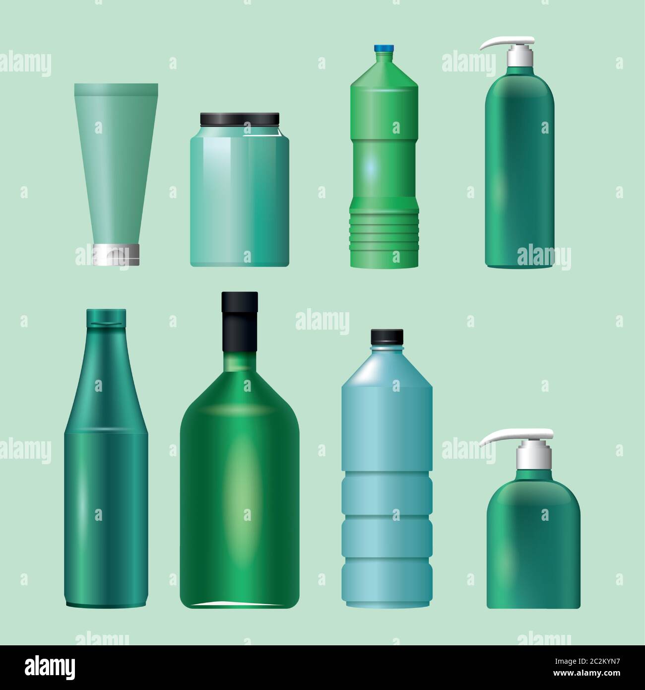 set of materials and styles bottles products vector illustration design ...