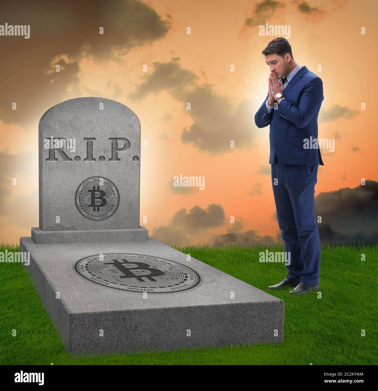 The businessman mourning the demise and death of bitcoin Stock Photo ...