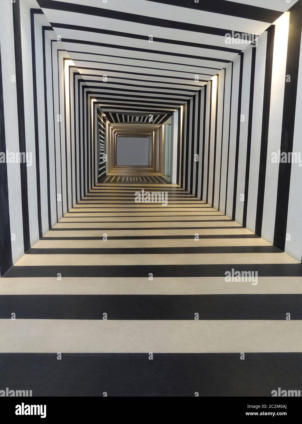 corridor painted with black and white stripes Stock Photo - Alamy