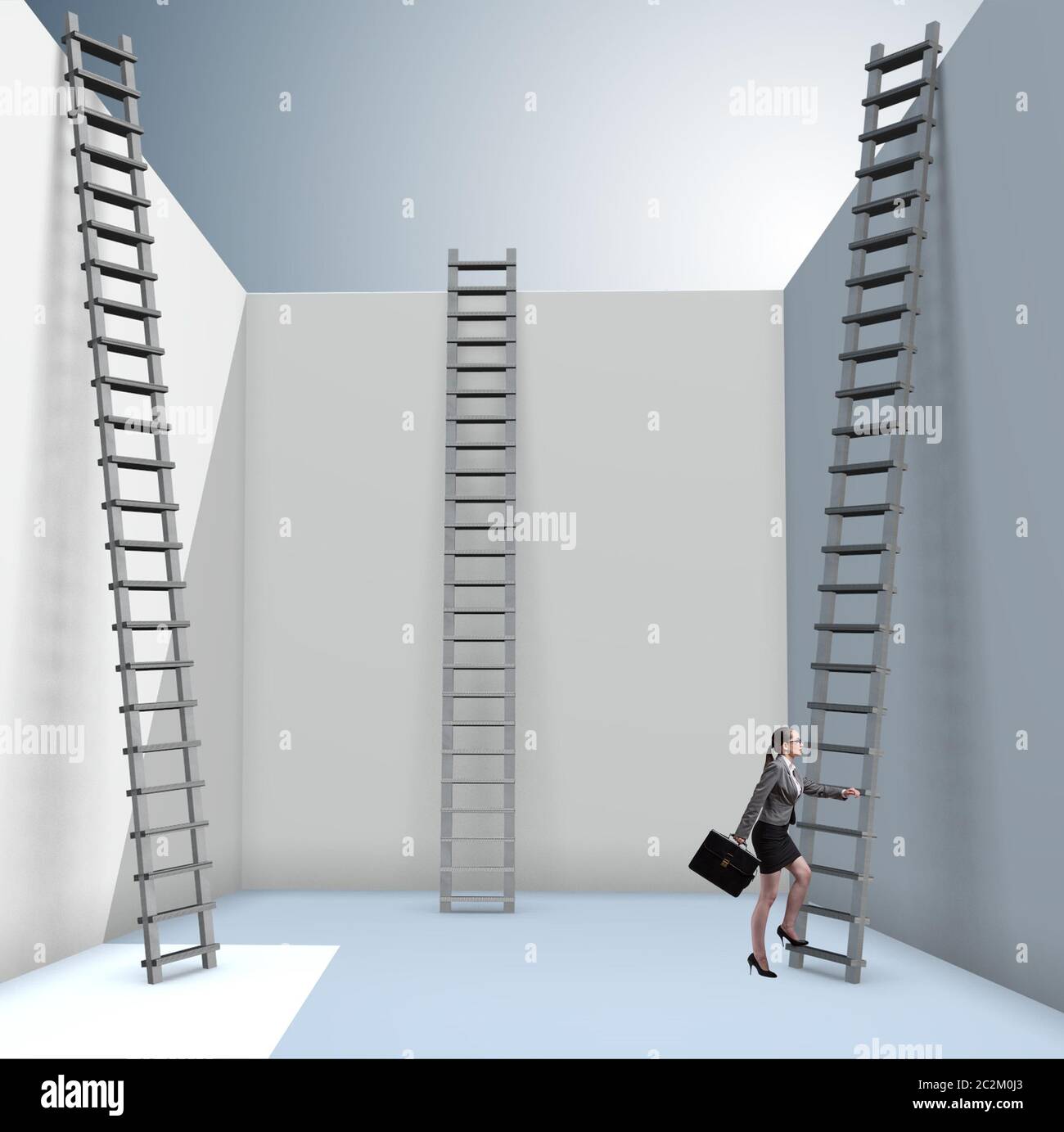 Woman avoiding a ladder hi-res stock photography and images - Alamy