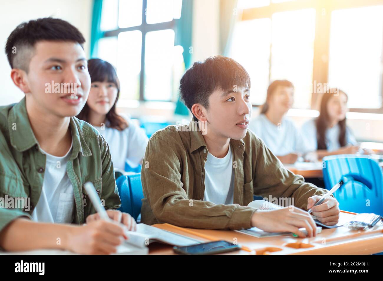 asian teenager Student Study with Classmate in Classroom Stock Photo ...