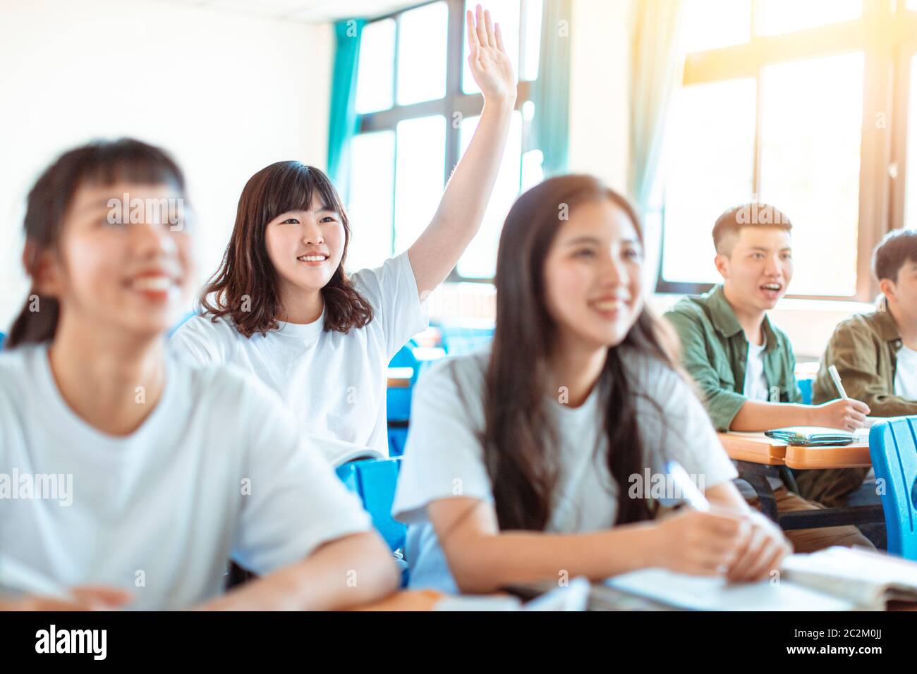 asian teenager Student Study with Classmate in Classroom Stock Photo - Alamy