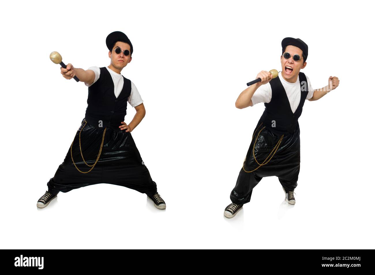 The funny young man dancing isolated on white Stock Photo - Alamy
