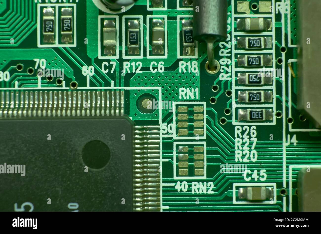 contacts and electronic circuits printed with various components and ...