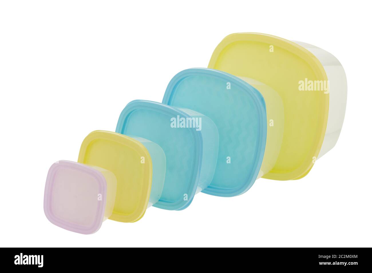 Set of empty transparent plastic containers for food isolated on white ...
