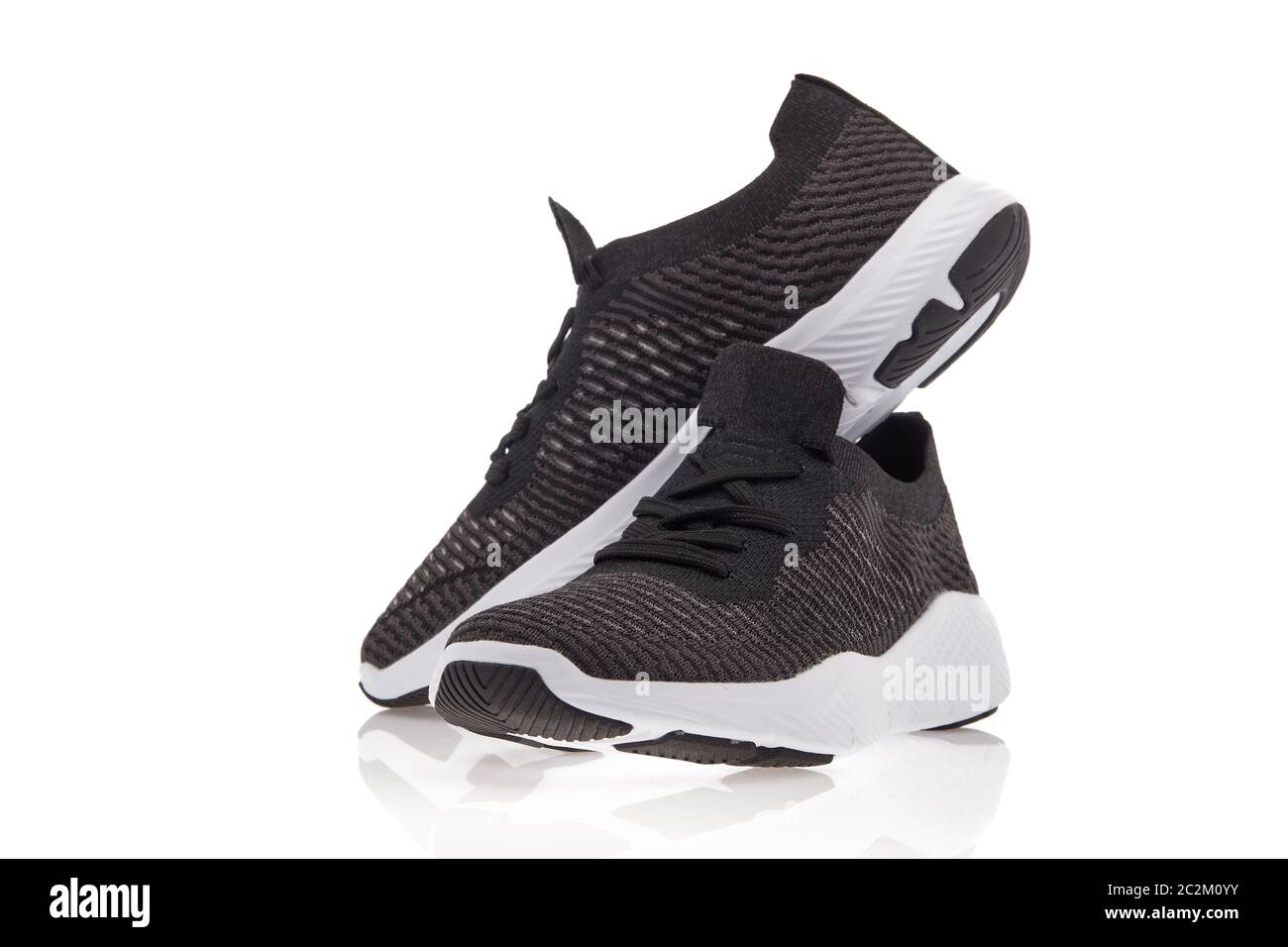 New modern sport running shoes, sneakers or trainers isolated on white ...