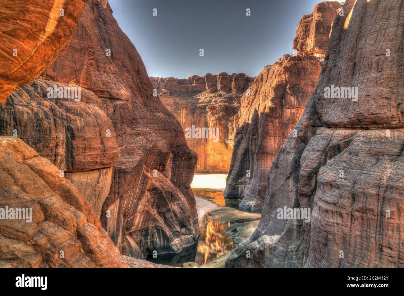 Panorama inside canyon aka Guelta d'Archei in East Ennedi, Chad Stock ...