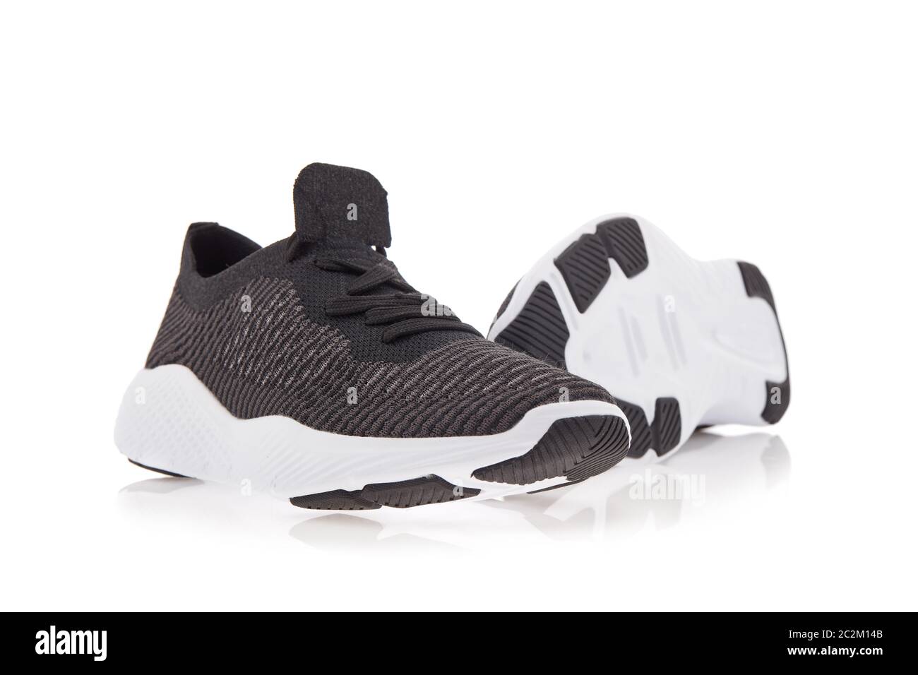 New modern sport running shoes, sneakers or trainers isolated on white ...