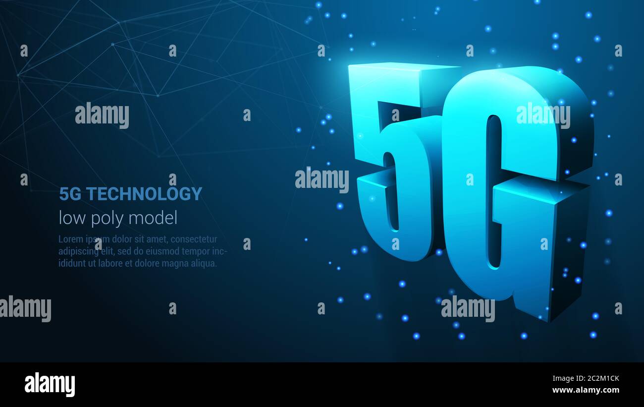 5G Techonology Banner. Blue Neon Vector Luxury Text 5G Techonology ...