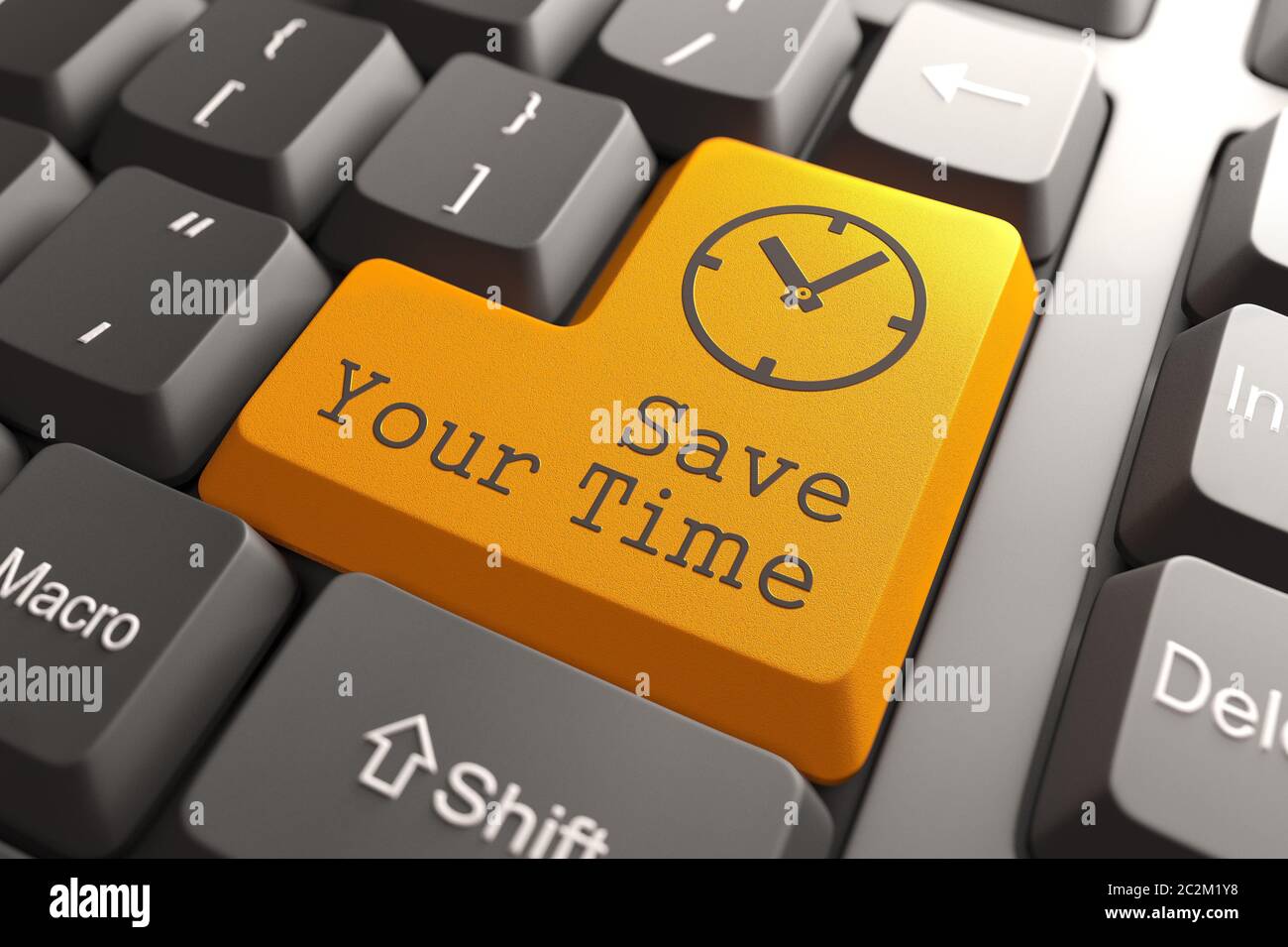 Orange Save Your Time Button on Computer Keyboard. Business Concept ...
