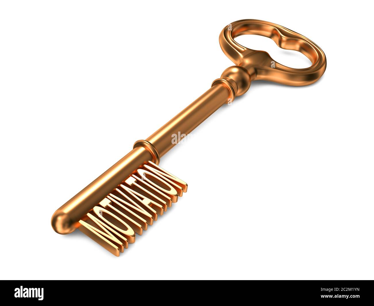Motivation - Golden Key on White Background. 3D Render. Business ...
