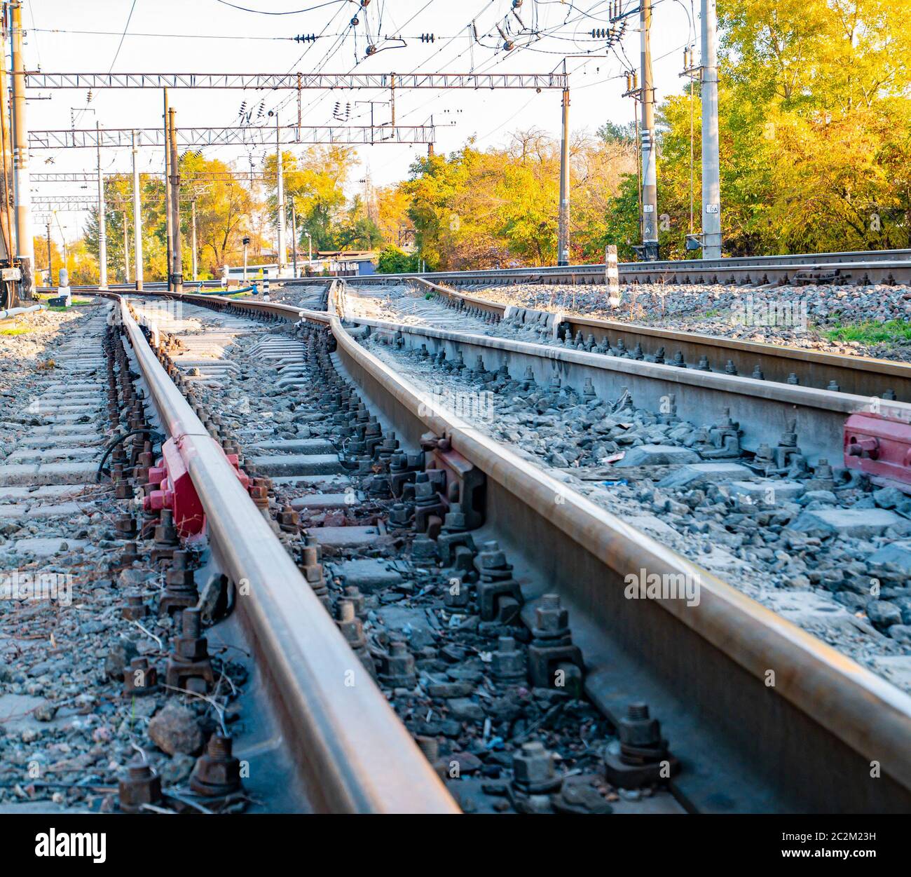 Railway rails for the movement of trains. Railway. Transport Stock ...