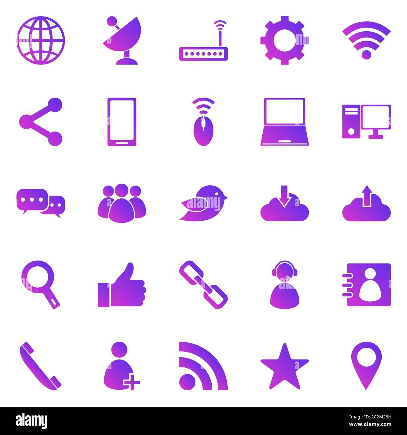 Network gradient icons on white background, stock vector Stock Vector ...