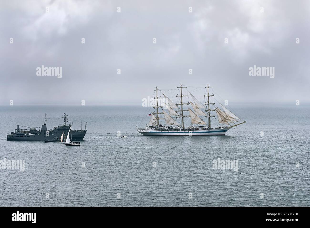 Sailing and Degaussing Ships in the Sea Stock Photo - Alamy