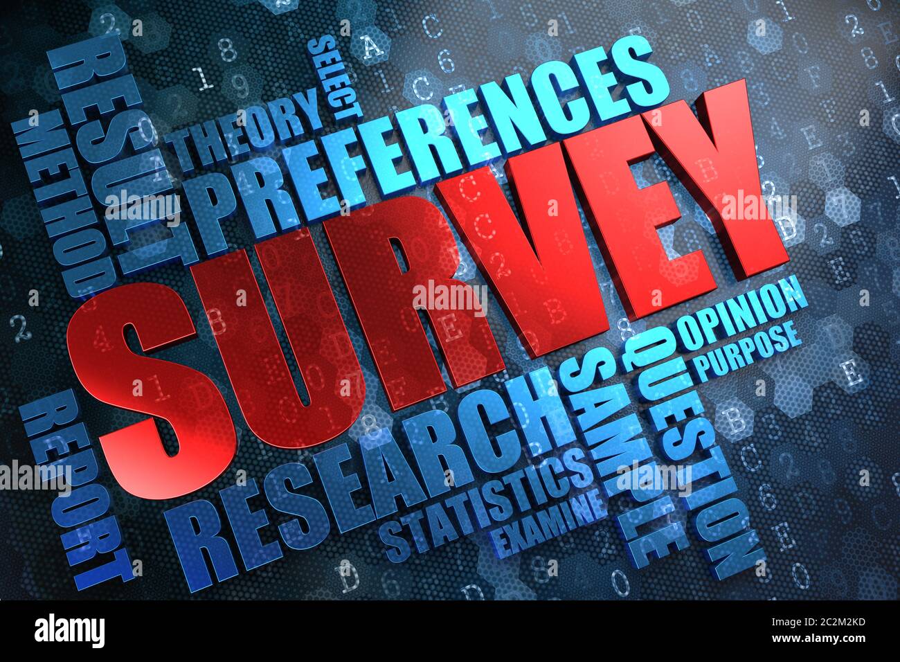 Survey - Wordcloud Concept. The Word in Red Color, Surrounded by a ...