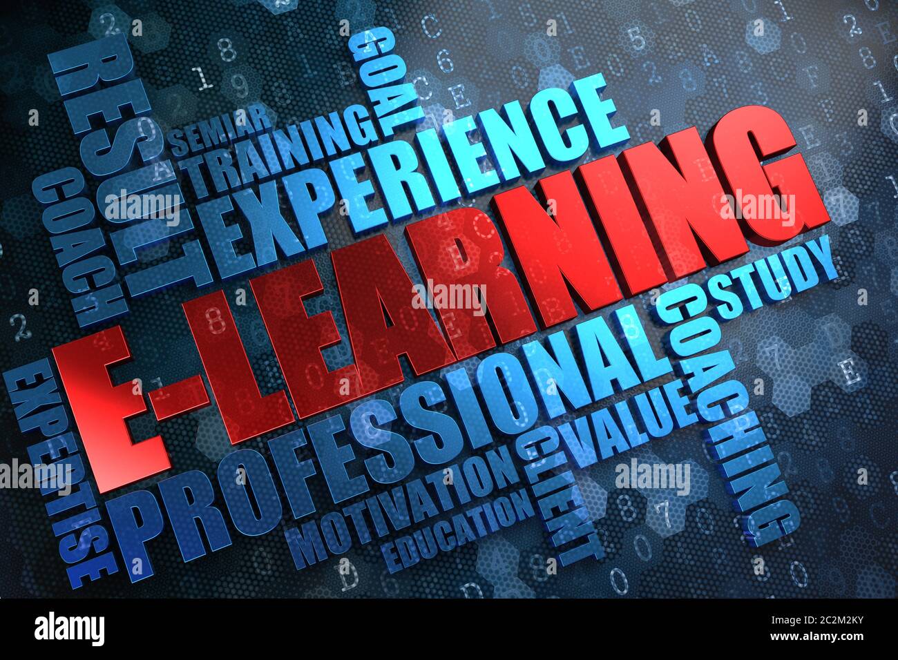 E-Learning - Wordcloud Concept. The Word in Red Color, Surrounded by a ...