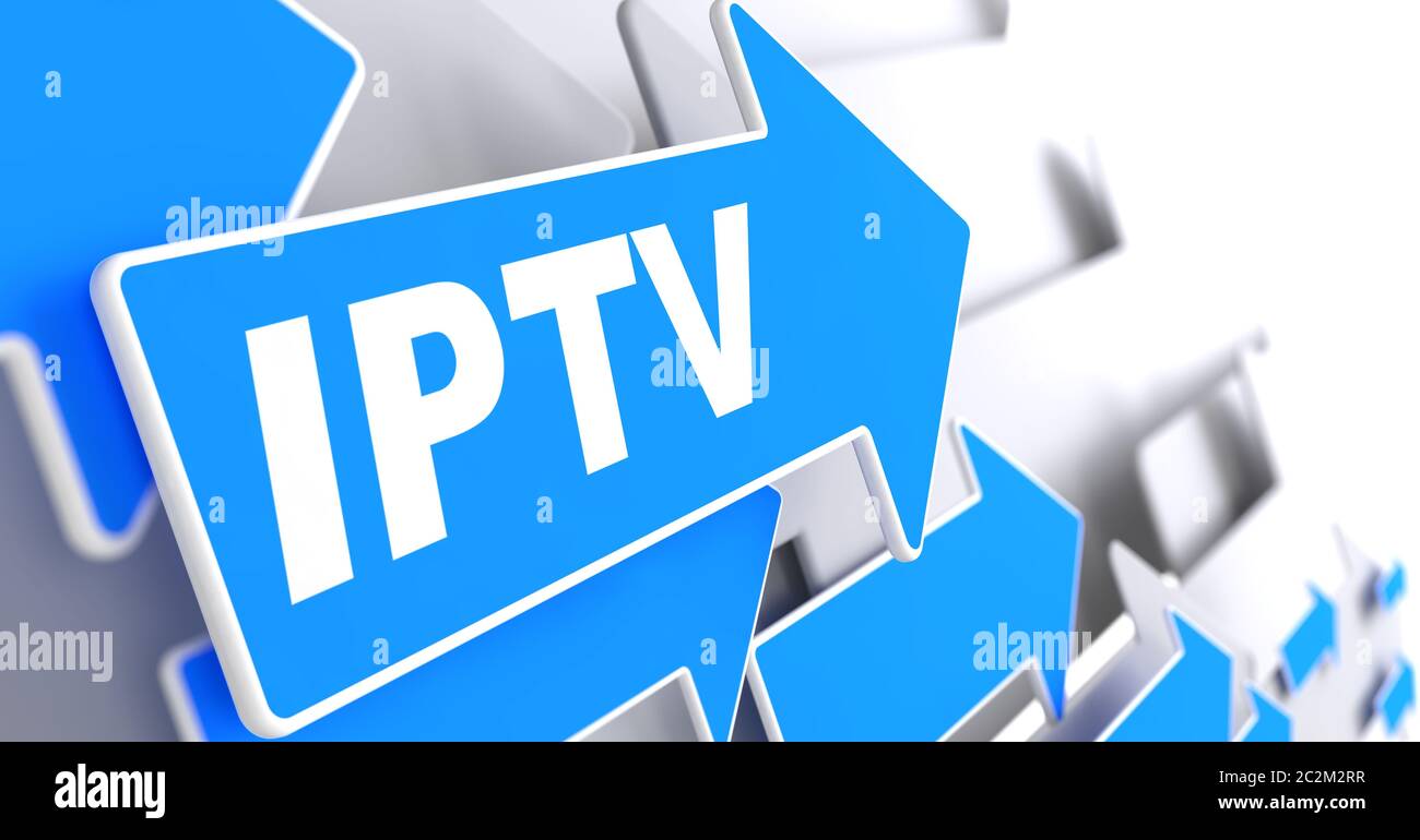 IPTV. Information Concept. Blue Arrow with "IPTV" slogan on a grey ...