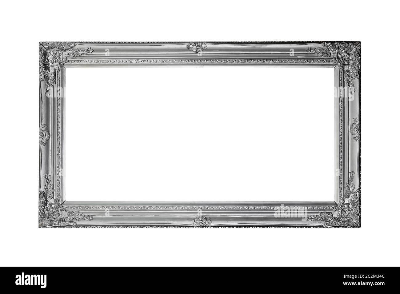 Luxurious panoramic silver frame isolated Stock Photo - Alamy