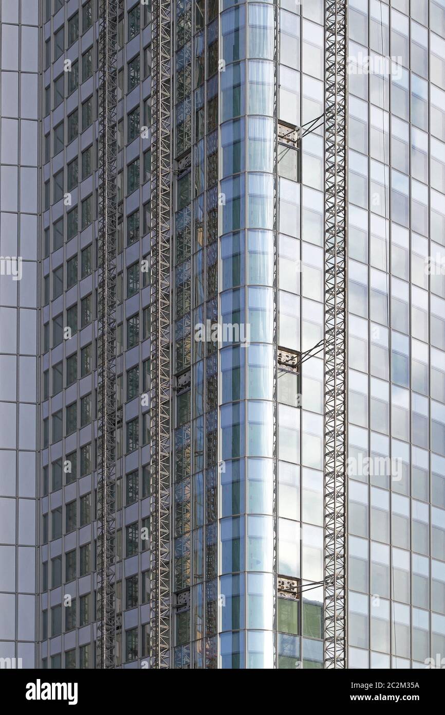 Scaffolding at glass skyscraper building during construction Stock ...