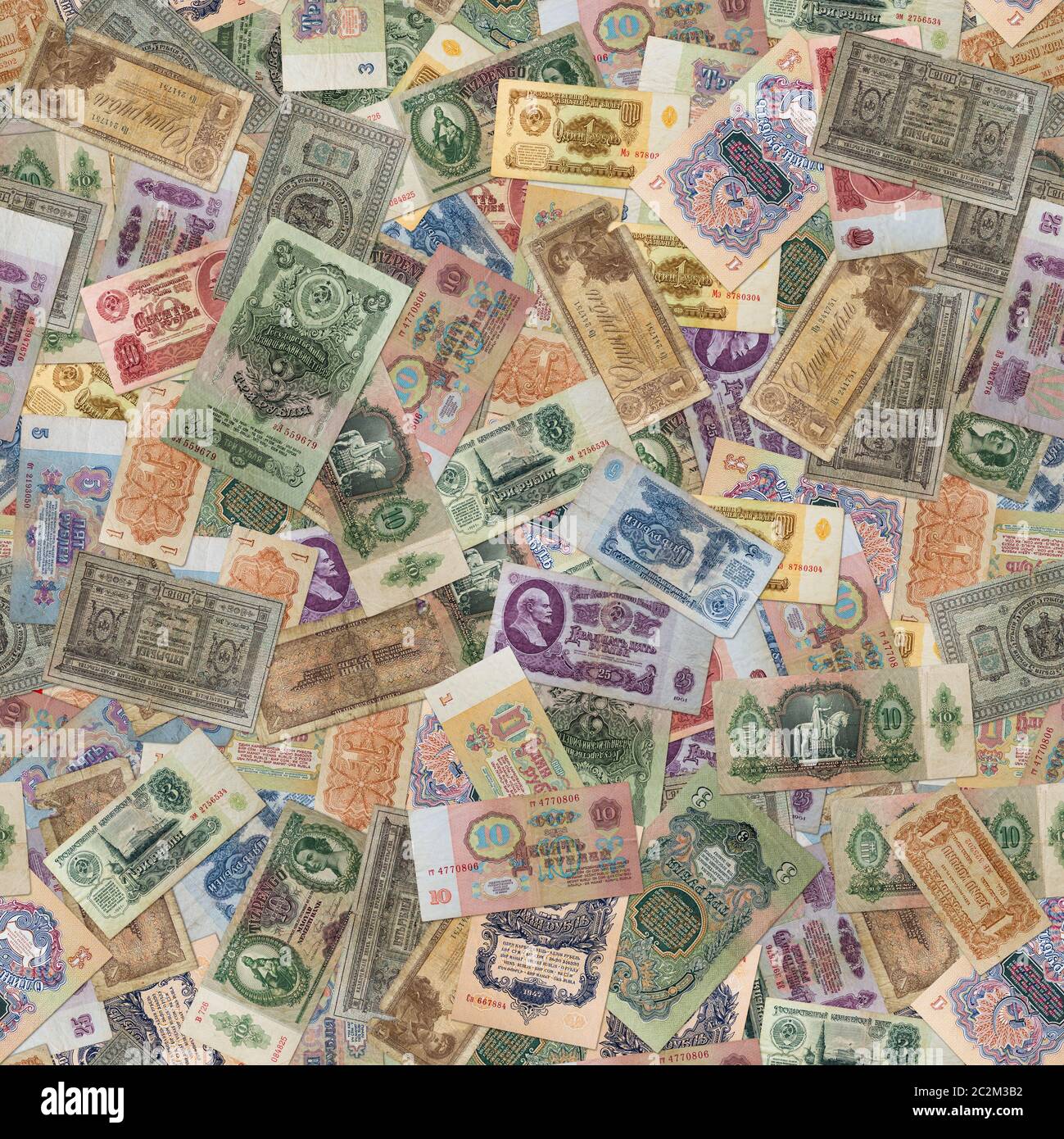 Seamless Tileable Texture of Old Banknotes. Varicolored Collage of ...