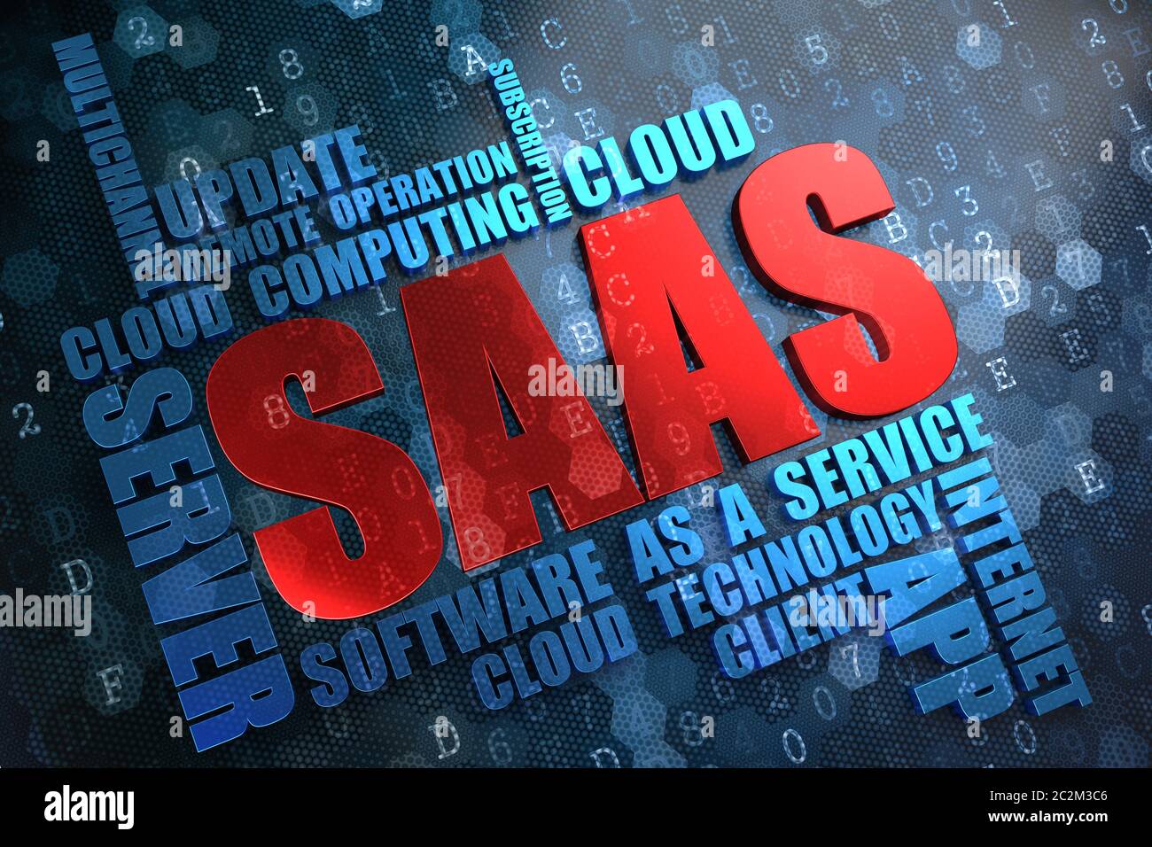 SAAS - Wordcloud Concept. The Word in Red Color, Surrounded by a Cloud ...
