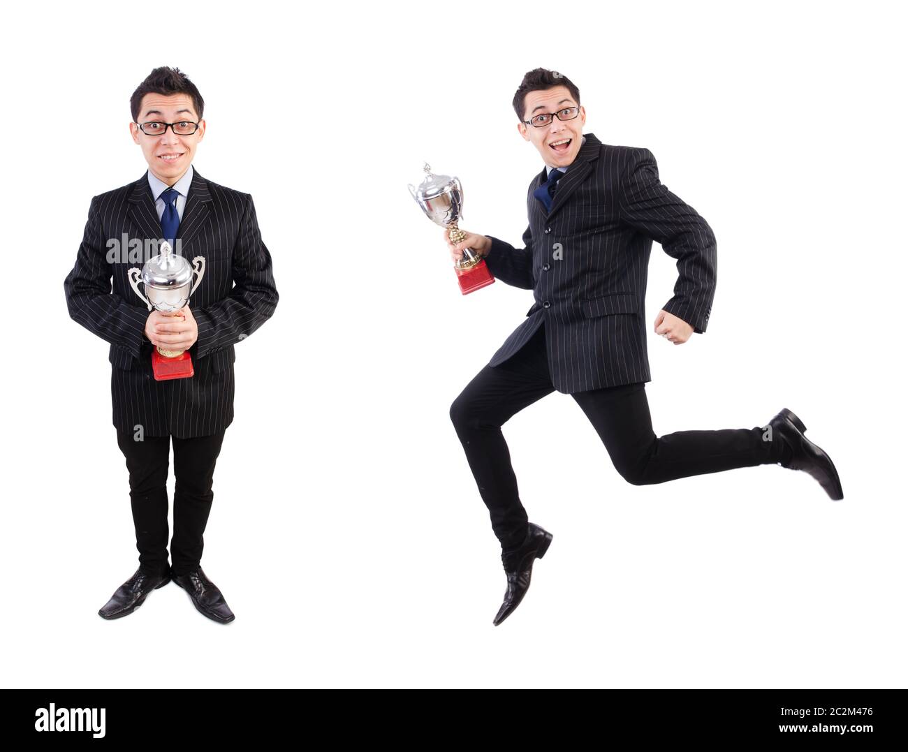 The funny guy receiving award on white Stock Photo - Alamy