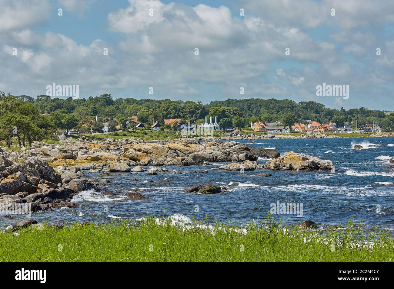 Coast line of Baltic Sea near the village of Svaneke on Island Bornholm ...