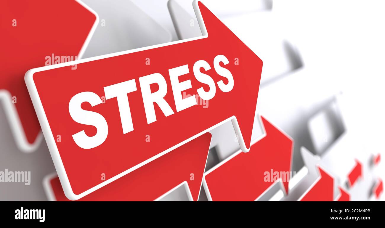 Stress. Social Concept. Red Arrow with "Stress" Slogan on a Grey ...