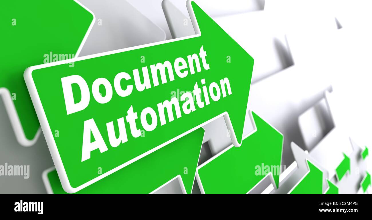 Document Automation - Business Concept. Green Arrow with "Document ...