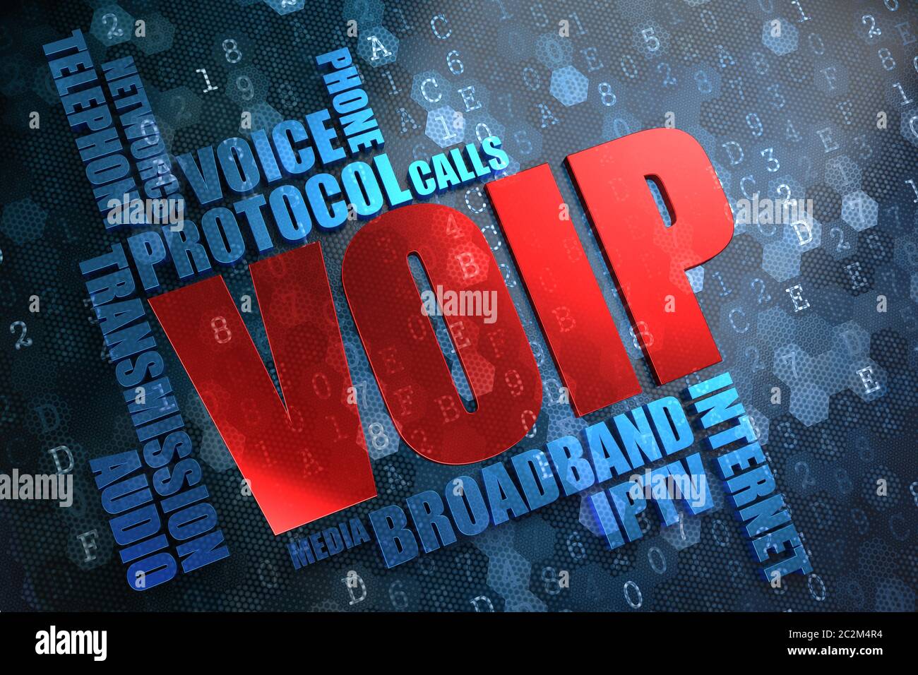 VOIP. Wordcloud Concept. The Word in Red Color, Surrounded by a Cloud ...