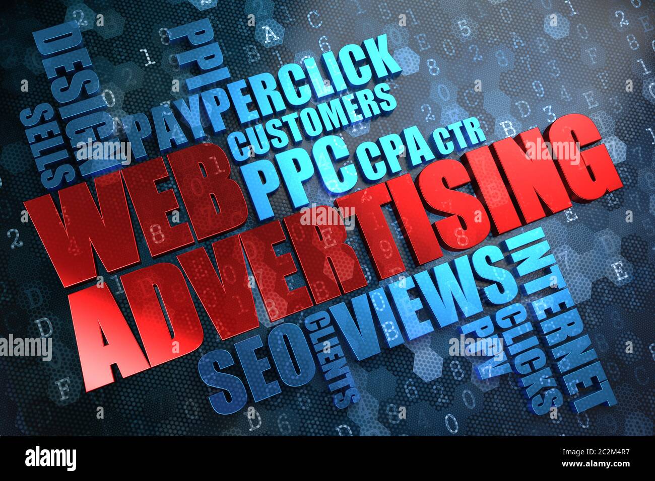 WEB Advertising - Wordcloud Concept. The Word in Red Color, Surrounded ...