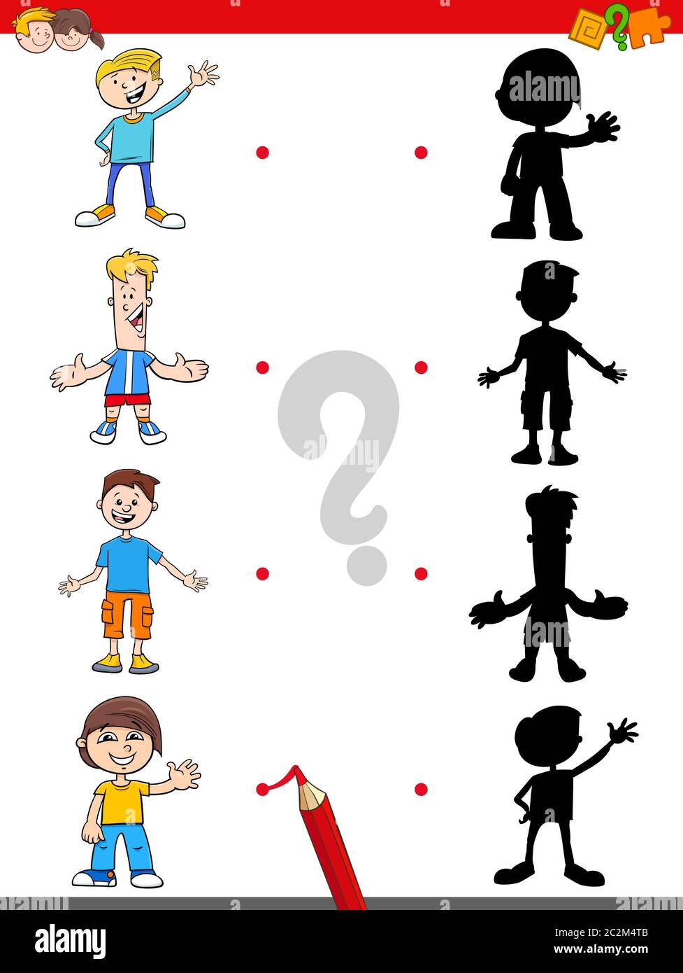 shadow game with cartoon boys characters Stock Photo - Alamy