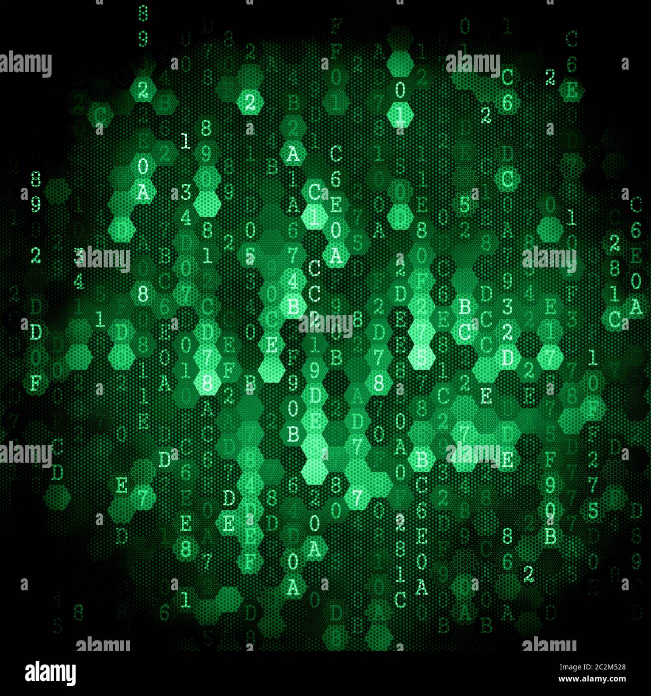 Digital Background. Pixelated Series Of Numbers Of Green Color Falling ...